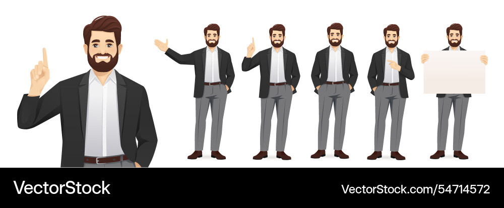 Business handsome man set Royalty Free Vector Image