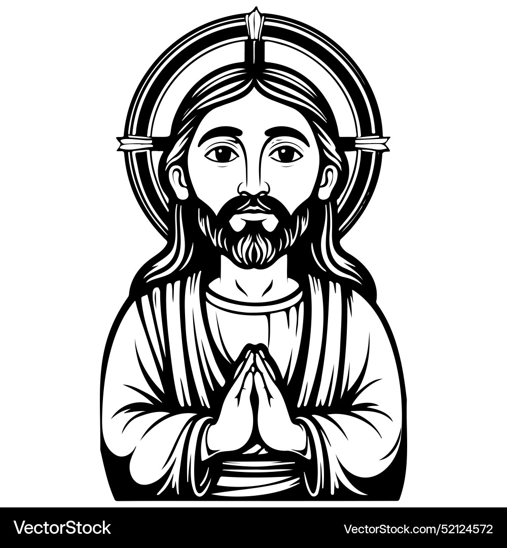 Cartoon jesus drawing outline line Royalty Free Vector Image