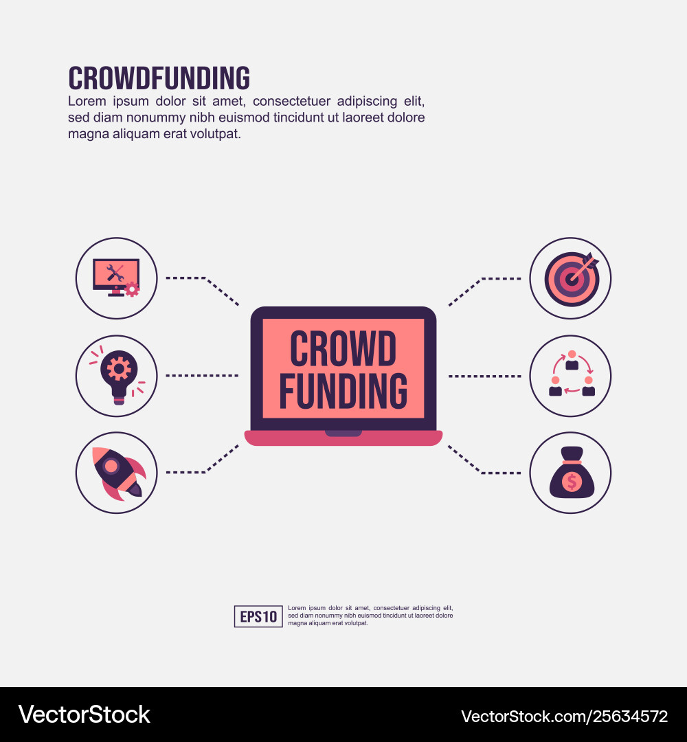 Crowd funding concept for presentation promotion Vector Image