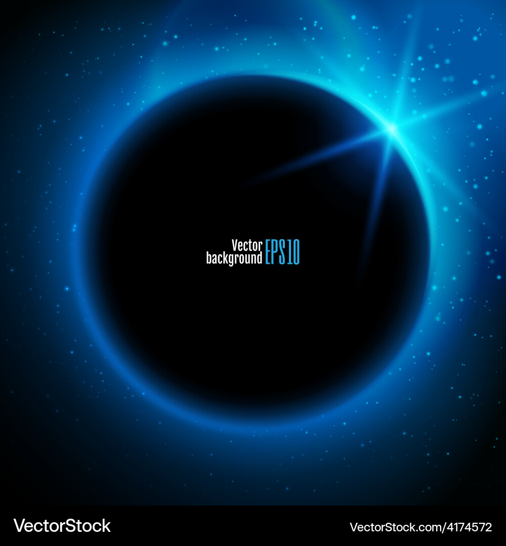 Eclipse planet in space blue rays of light Vector Image