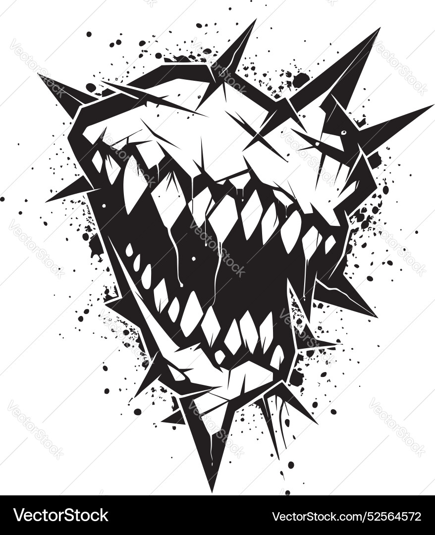 Eerie jaws black creature mouth devilish grin Vector Image