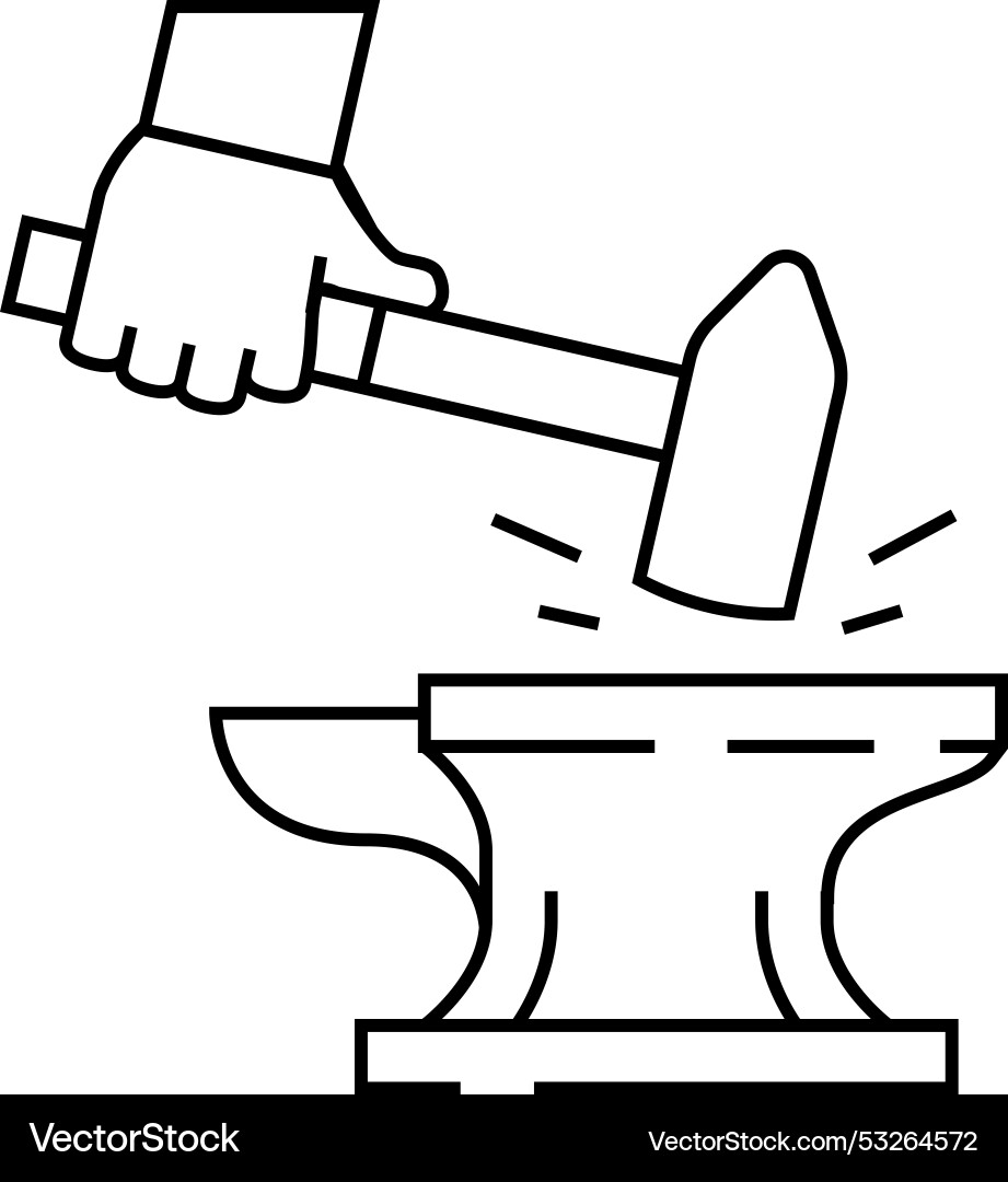 Forge blacksmith metal line icon Royalty Free Vector Image