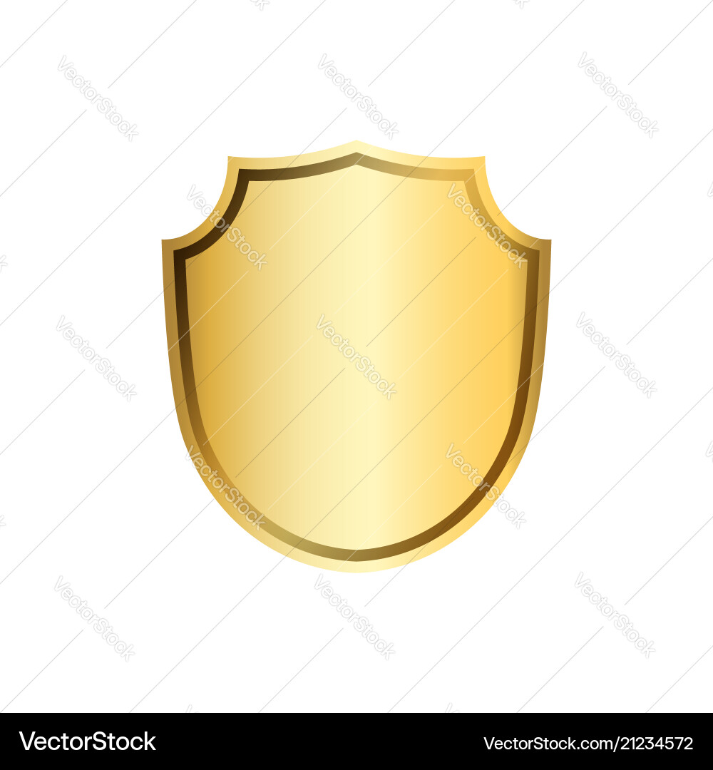 Gold Schild Form Ikone 3d goldene Emblem Zeichen Vektorbild