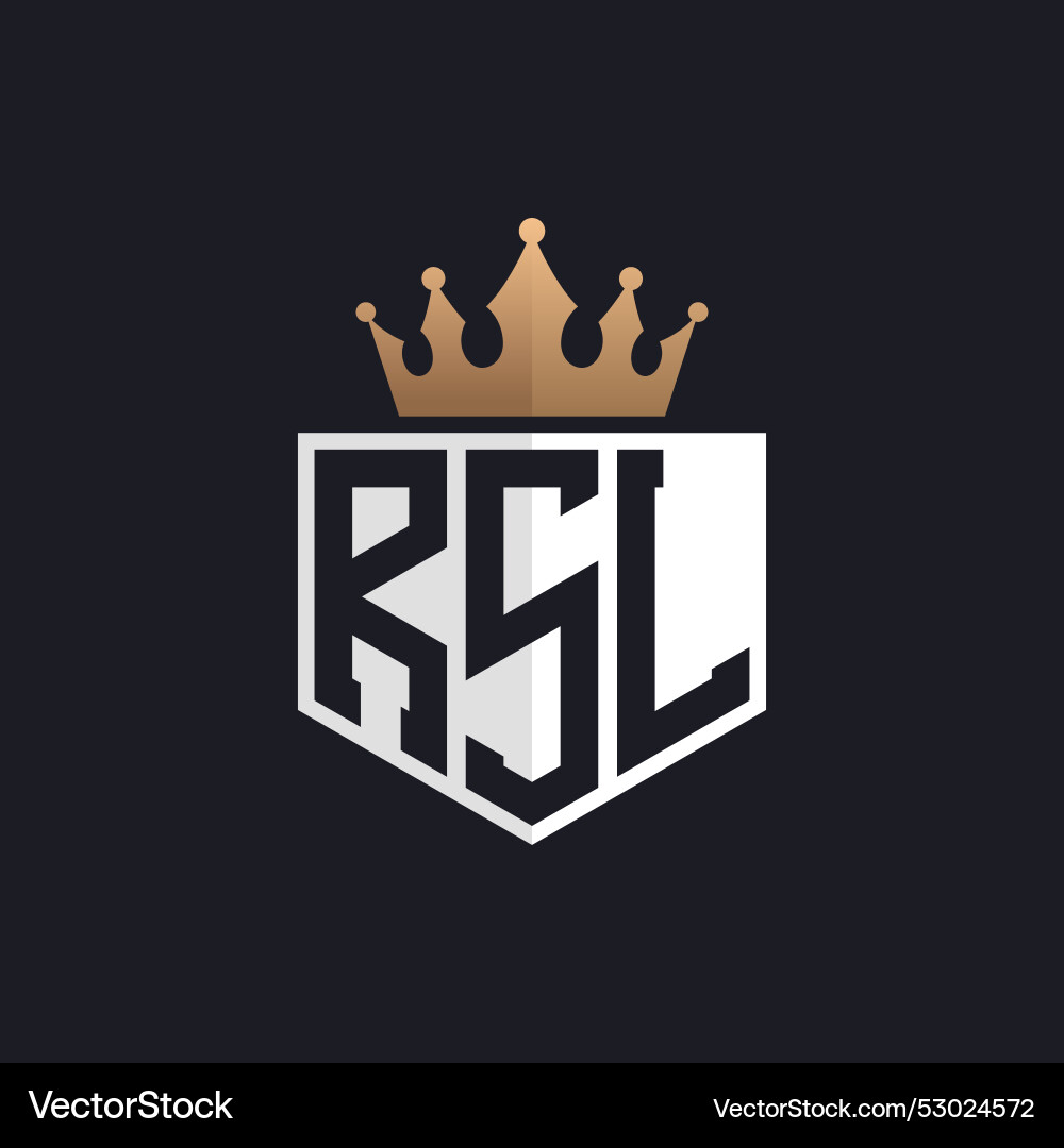 Luxury rsl logo with crown elegant initials Vector Image
