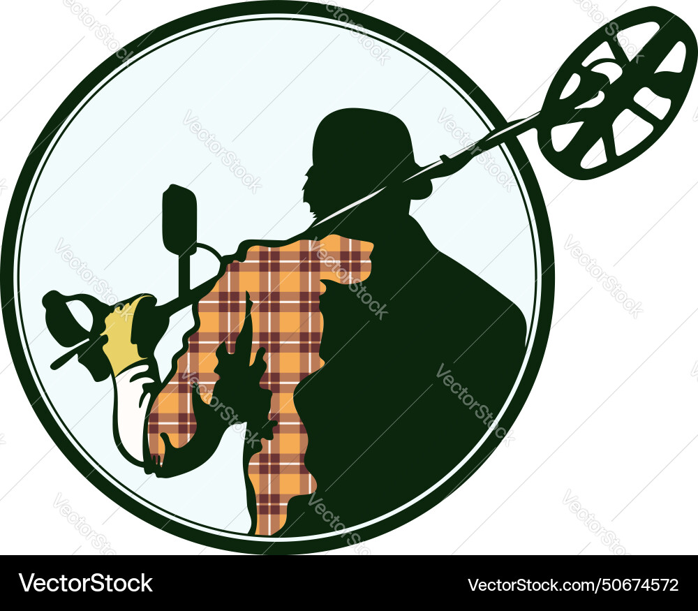 Man with metal detector in hand design Royalty Free Vector