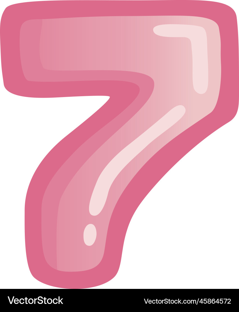 Number 7 seven pink bold alphabet icon Royalty Free Vector