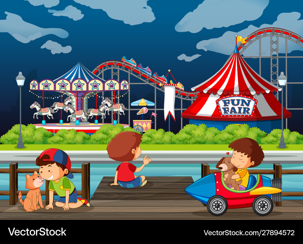 Scene background design with kids playing Vector Image
