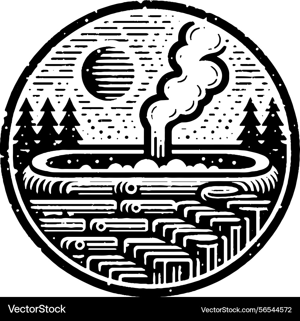 Simple hot spring design Royalty Free Vector Image