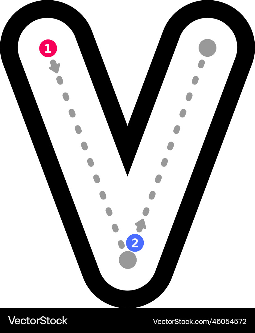 Tracing alphabet letter v lowercase prewriting Vector Image Tracing alphabet letter v lowercase prewriting Vector Image