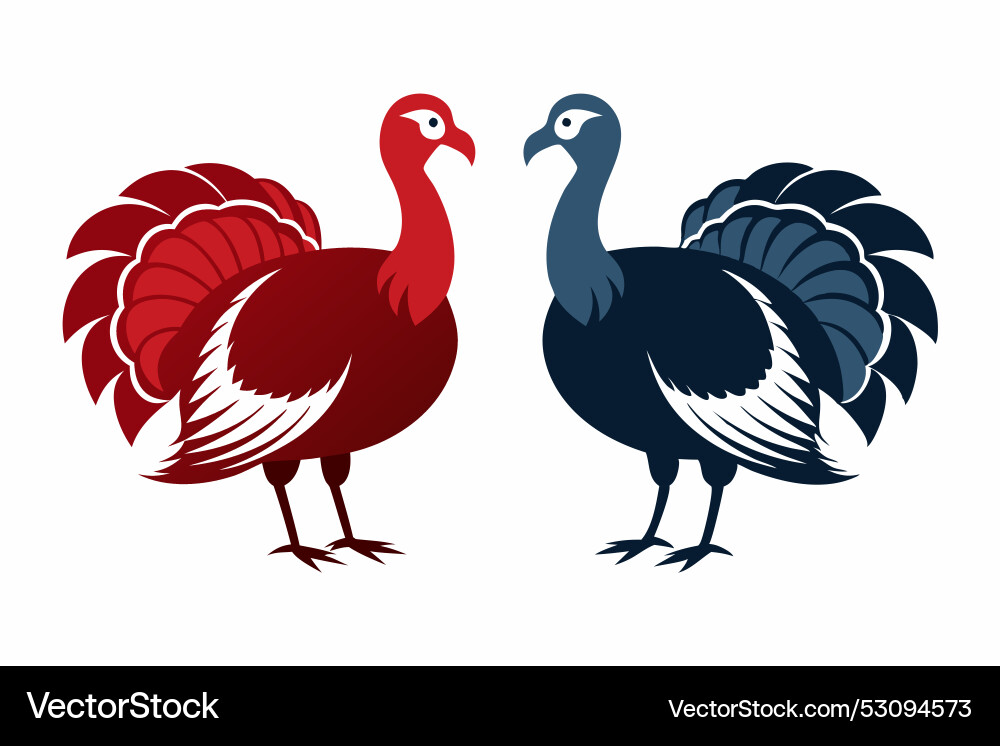 2 drawings wild turkey s Royalty Free Vector Image