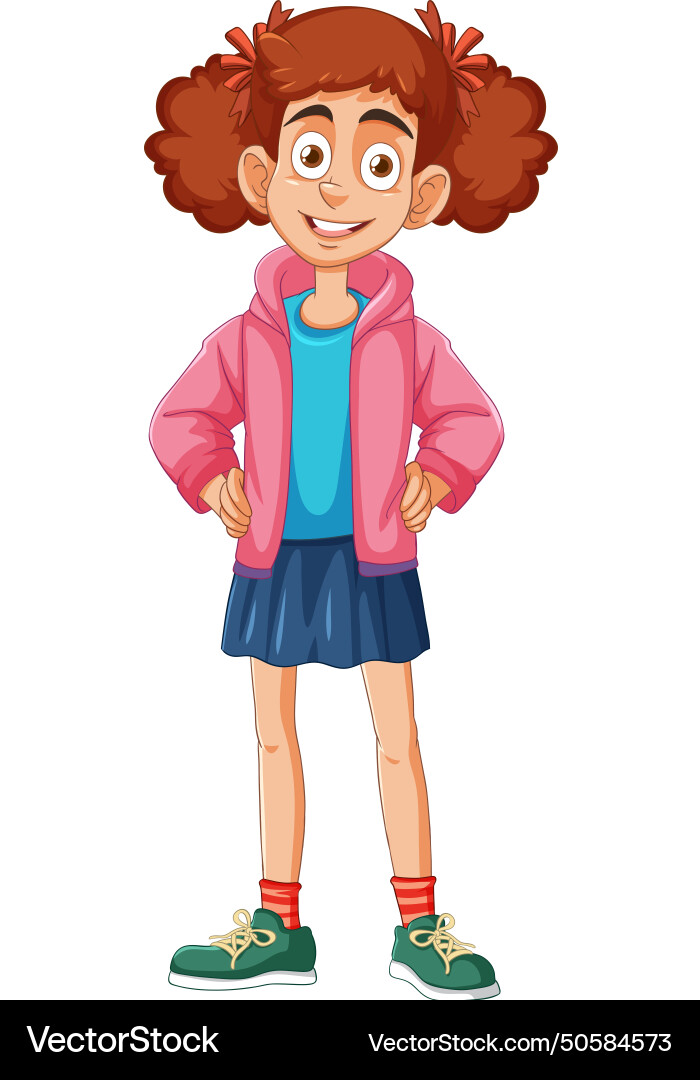 A smiling young girl standing Royalty Free Vector Image