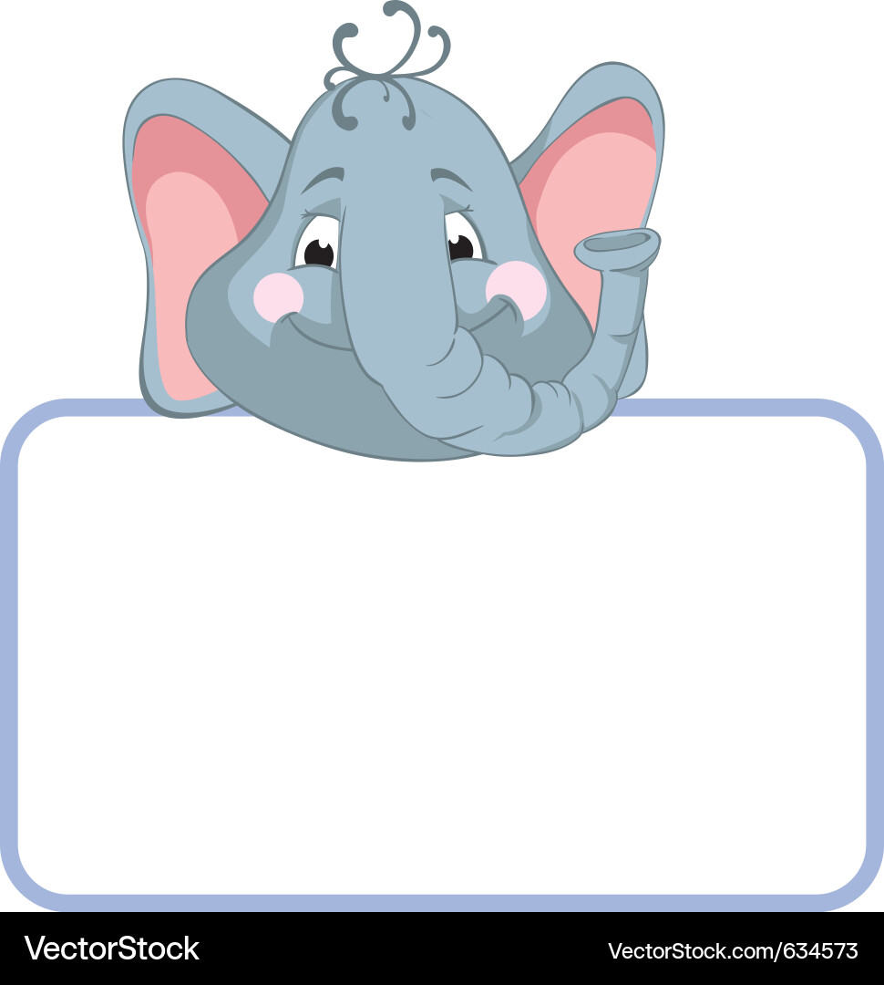Cute Baby Elephant Label Royalty Free Vector Image