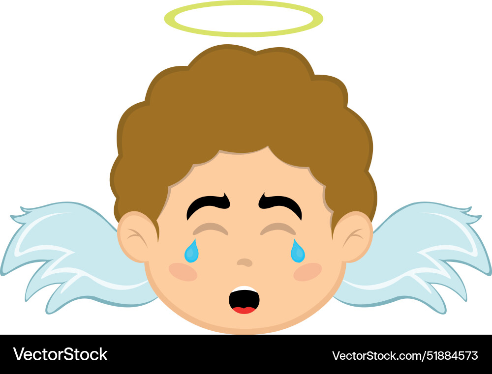 Head child angel crying Royalty Free Vector Image