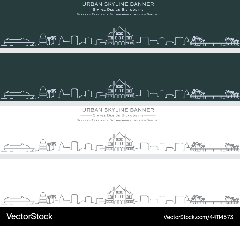 Key west single line skyline profile banner Vector Image