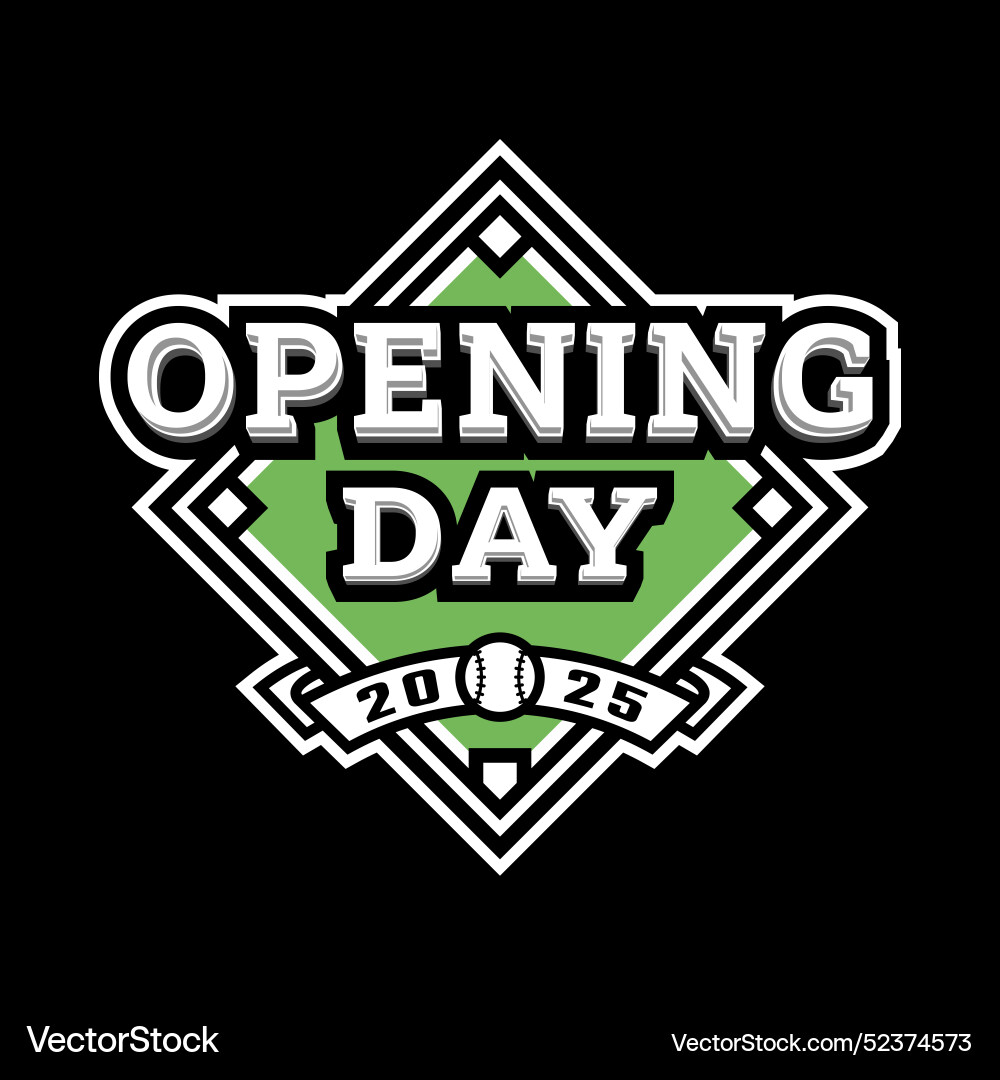 Opening day baseball logo emblem on a dark Vector Image