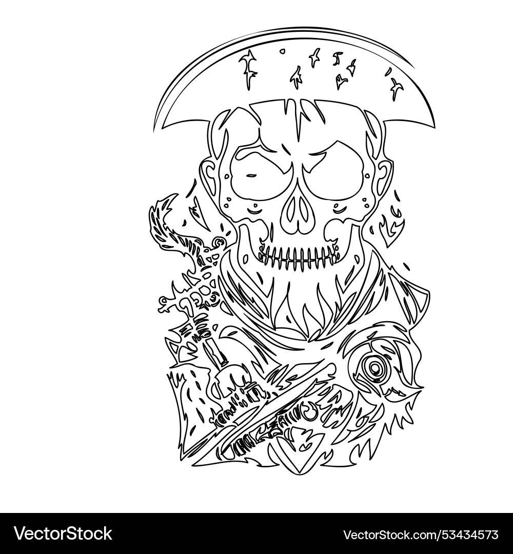 Pirate outline sketch Royalty Free Vector Image