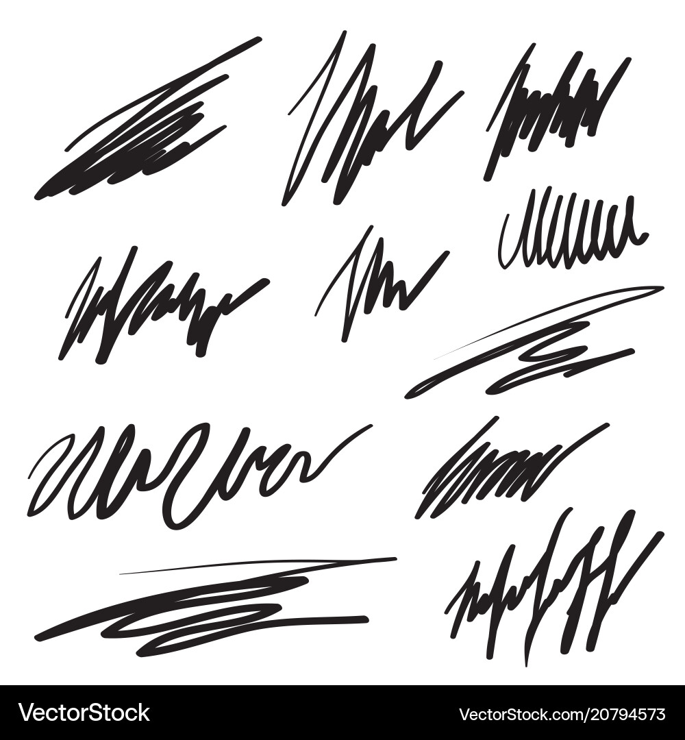 Scribble brush strokes set Royalty Free Vector Image