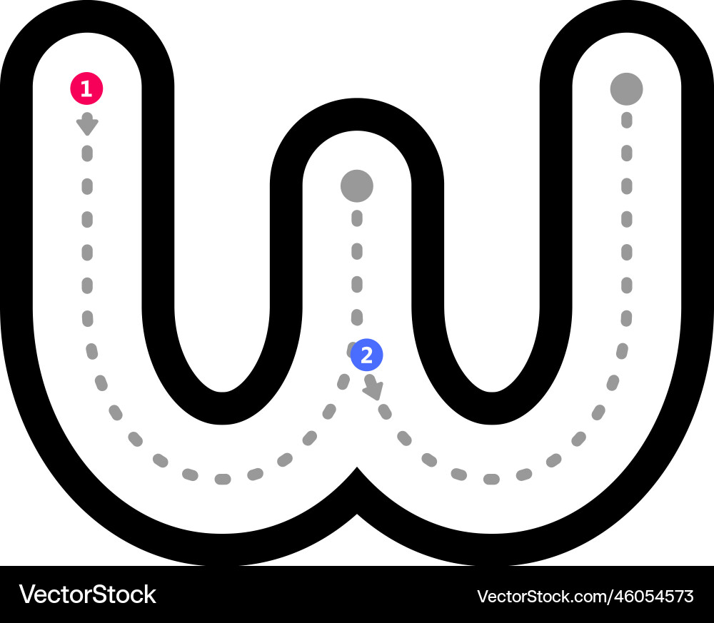 Tracing alphabet letter w lowercase prewriting Vector Image