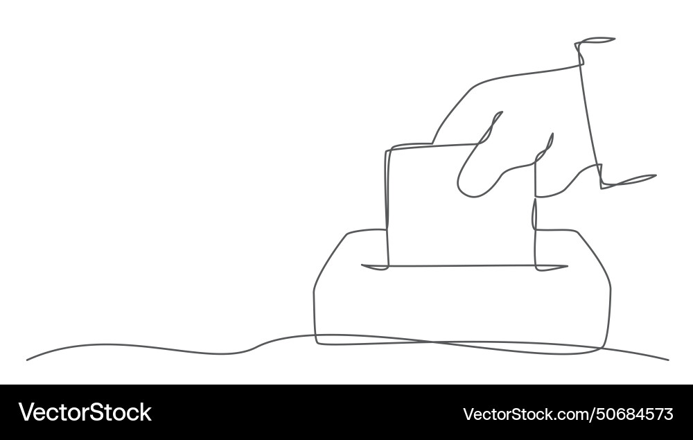 Vote one line drawing isolated on white background