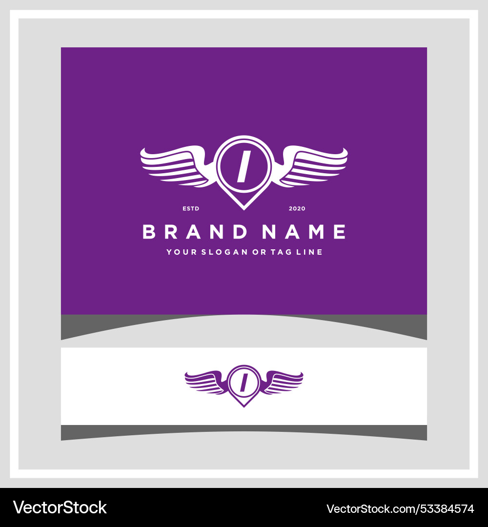 Creative letter i pin map wing logo design concept