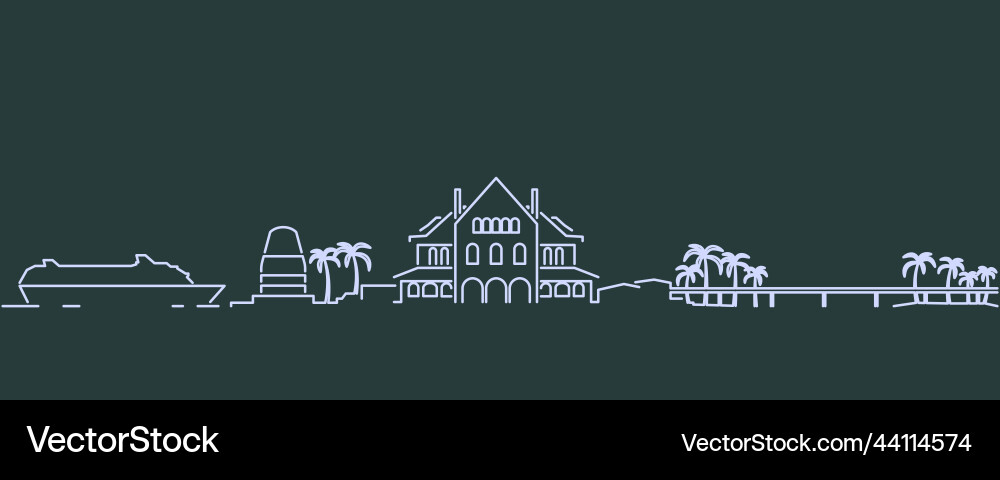 Key west single line skyline profile Royalty Free Vector