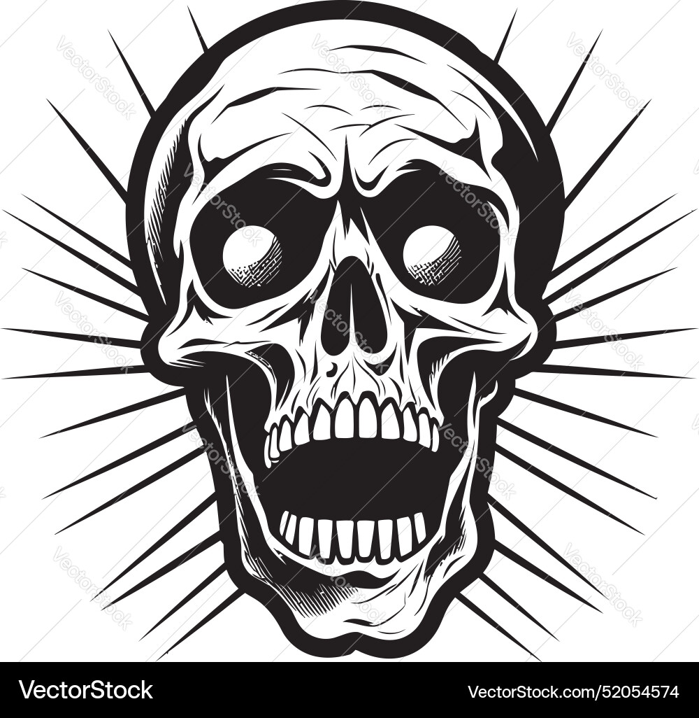 Skeleton horror emblem startled logo spine Vector Image