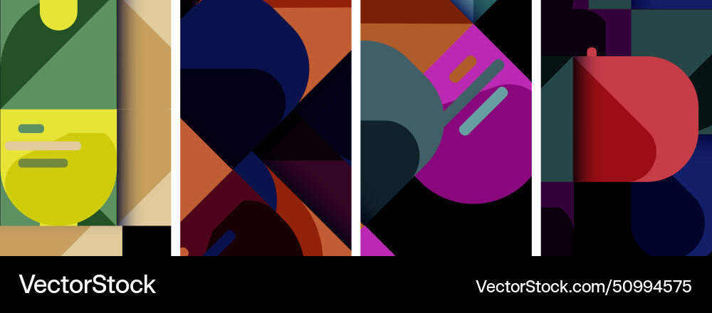 A collage of four different colored geometric Vector Image