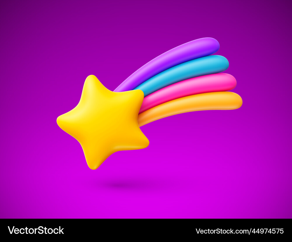 Adorable Shooting Star with Rainbow Royalty Free Vector