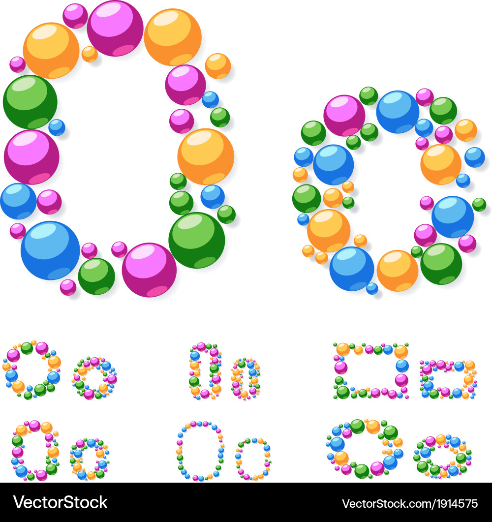 Alphabet symbols of colorful bubbles or balls Vector Image