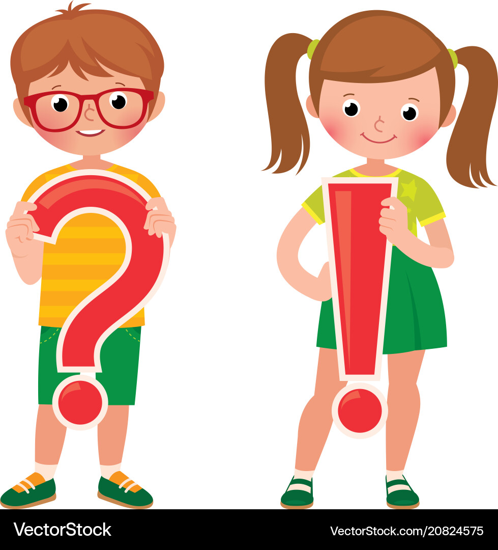 Children students are holding a question Vector Image