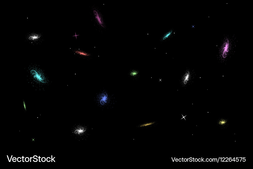 Colorful Galaxy Collection Royalty Free Vector Image