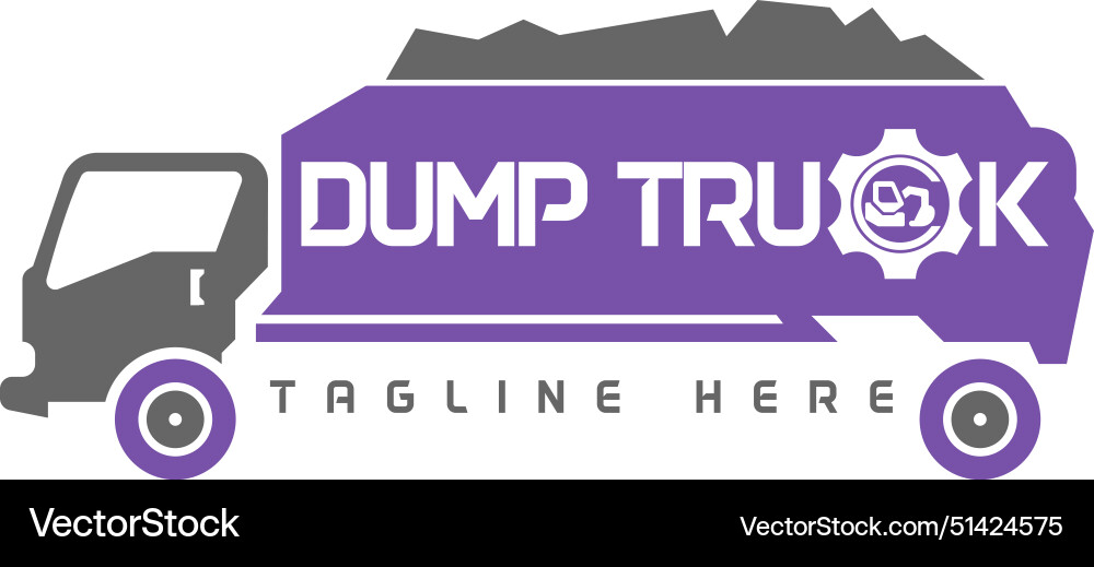 Dump truck logo design hawling junk load Vector Image
