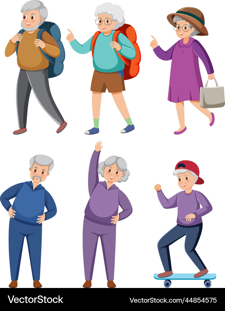 Elderly people isolated set Royalty Free Vector Image
