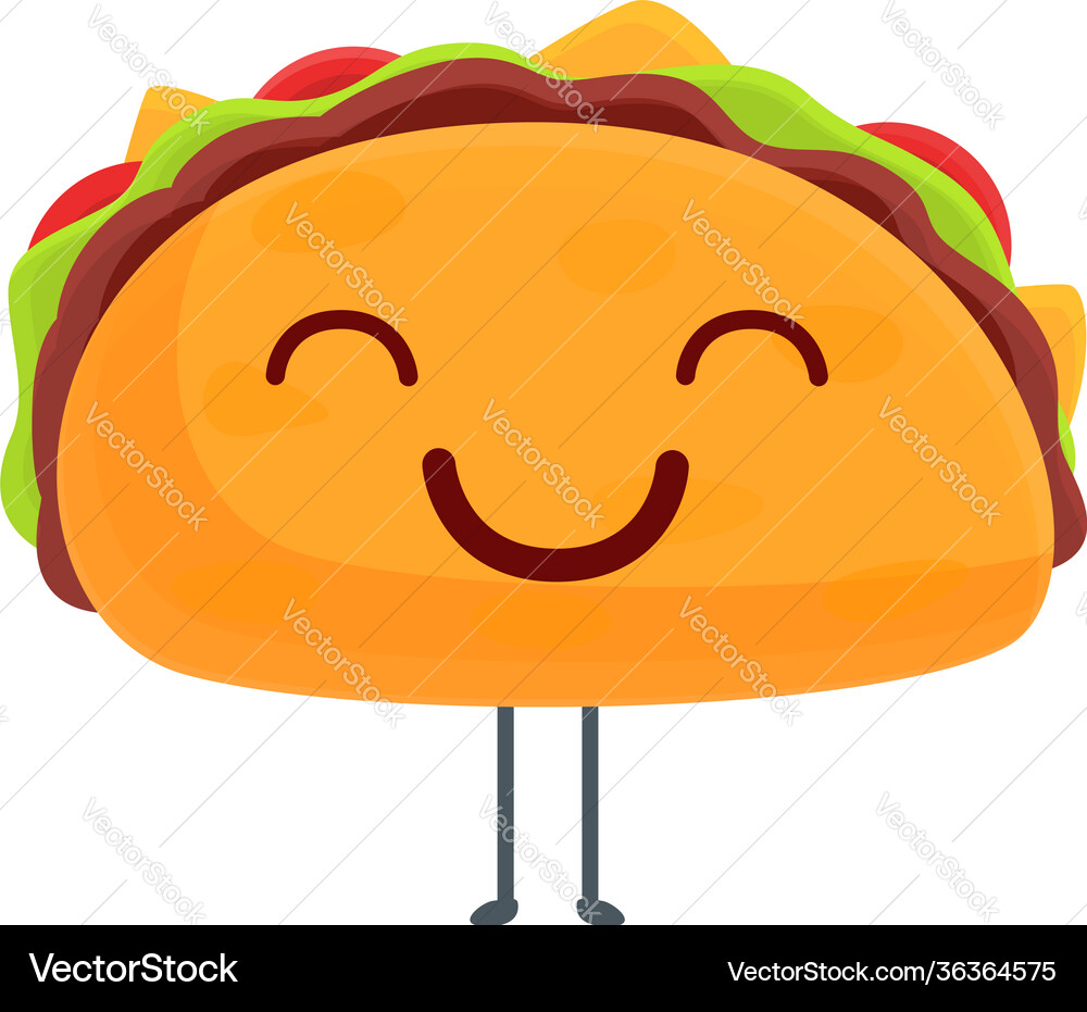 Happy taco icon Cartoon Stil Lizenzfreies Vektorbild