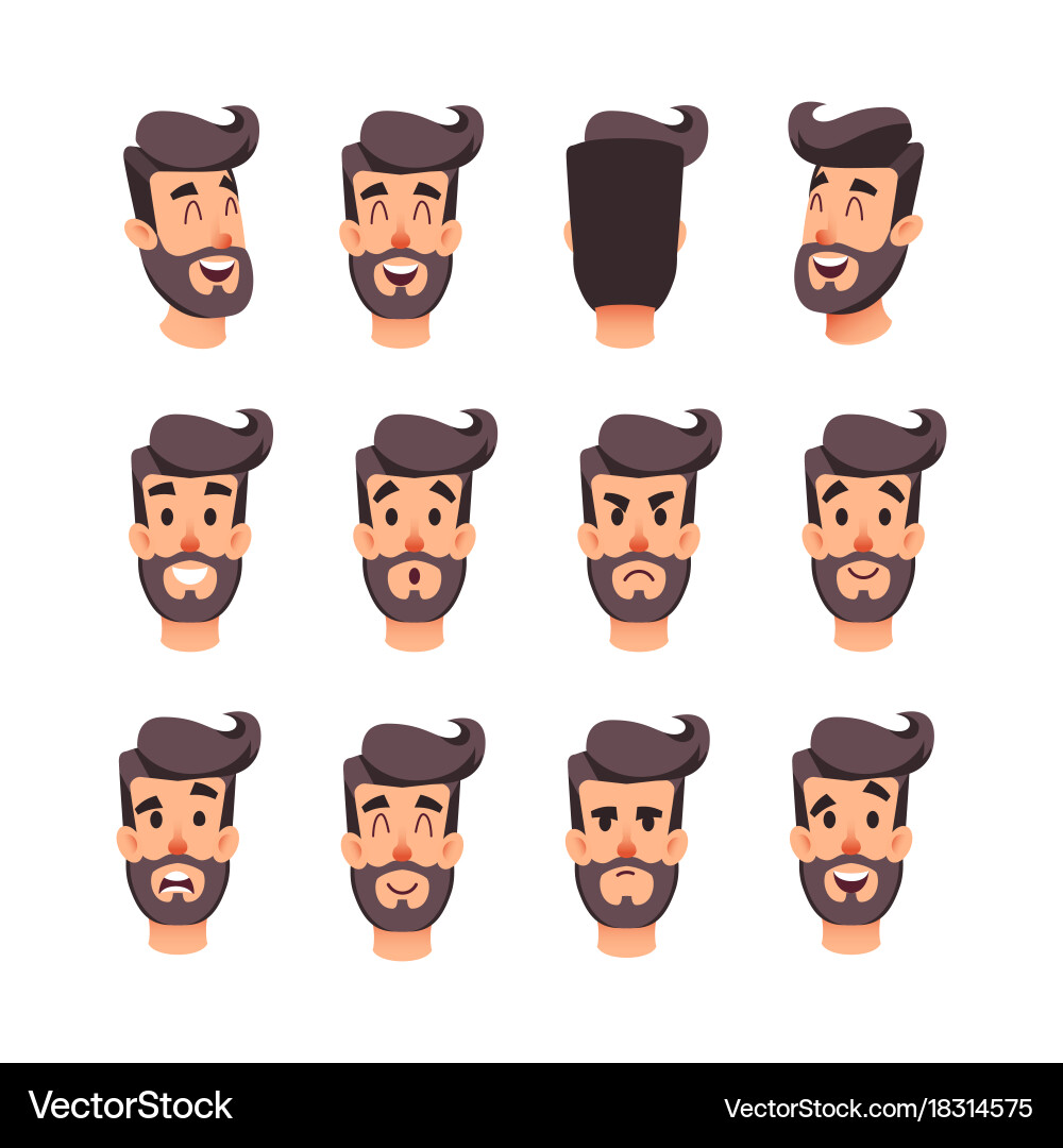 Man s head with different emotions cartoon Vector Image