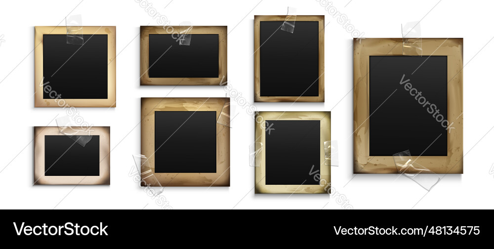 Old vintage photo frame collage with tape Vector Image