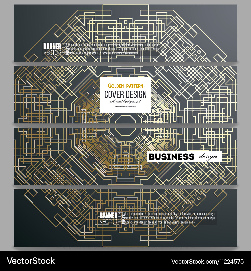 Set of modern banners golden technology pattern Vector Image