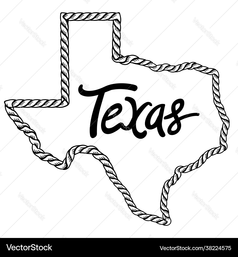 Texas map lasso rope frame Royalty Free Vector Image