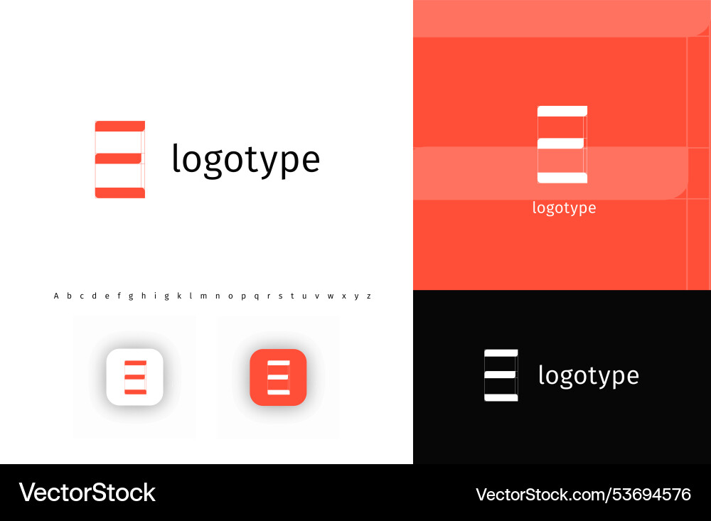 Geometric letter e minimalist logo blueprint Vector Image