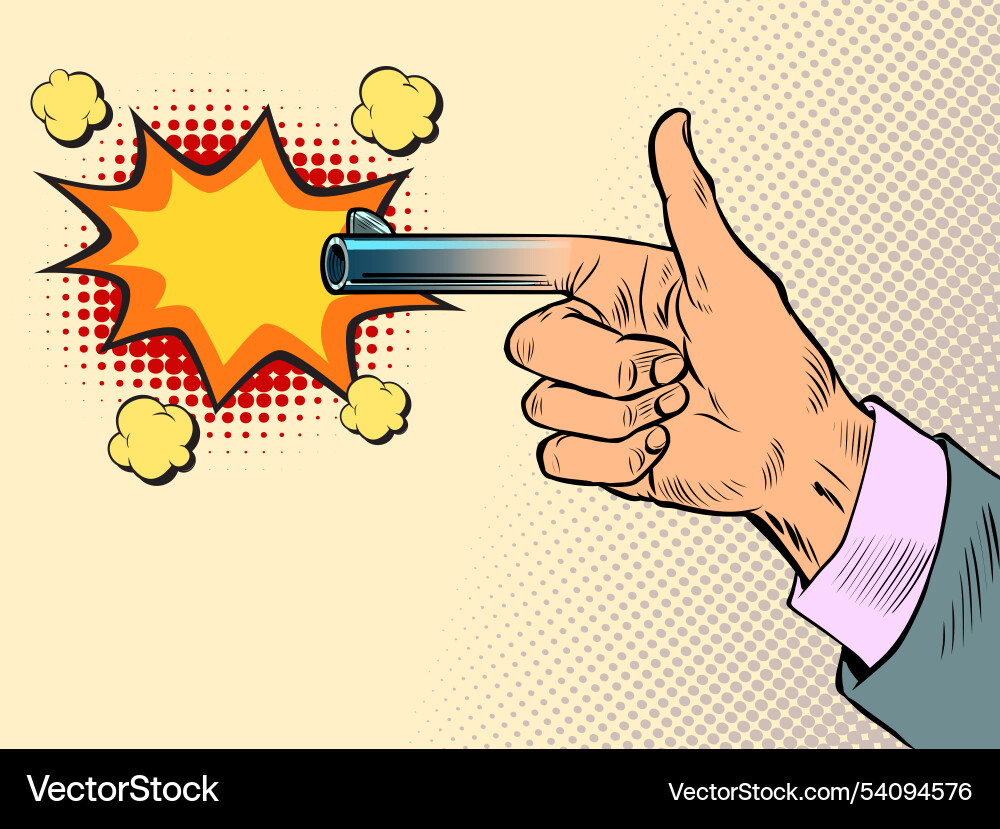 Hand gesture gun with explosion effect discounts Vector Image
