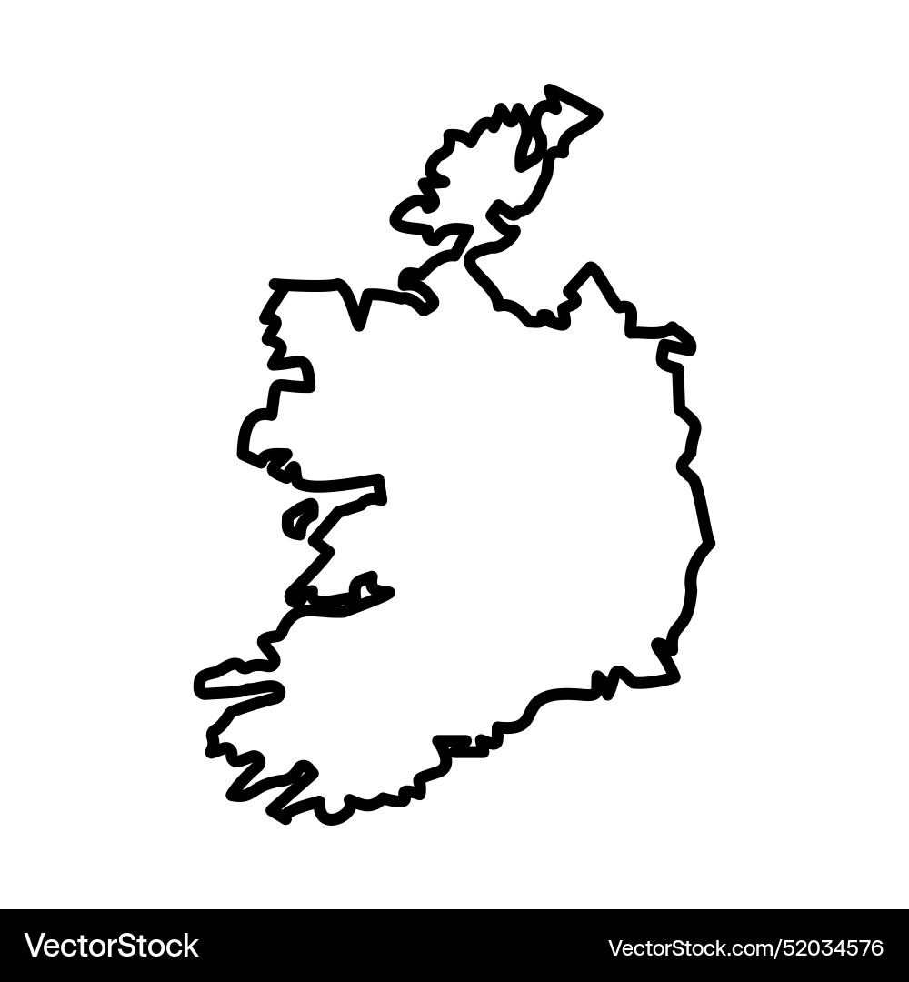 Ireland map linear logo mark in black and white Vector Image