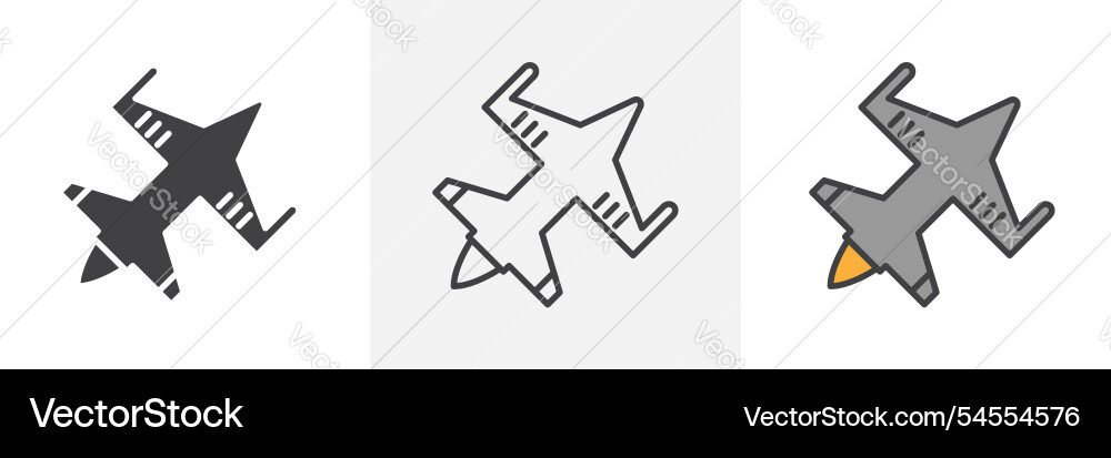 Military aircraft icon Royalty Free Vector Image