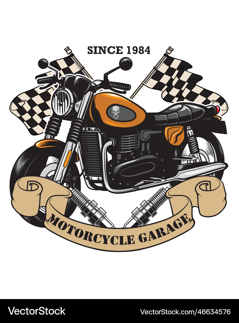 Motorcycle garage Royalty Free Vector Image - VectorStock