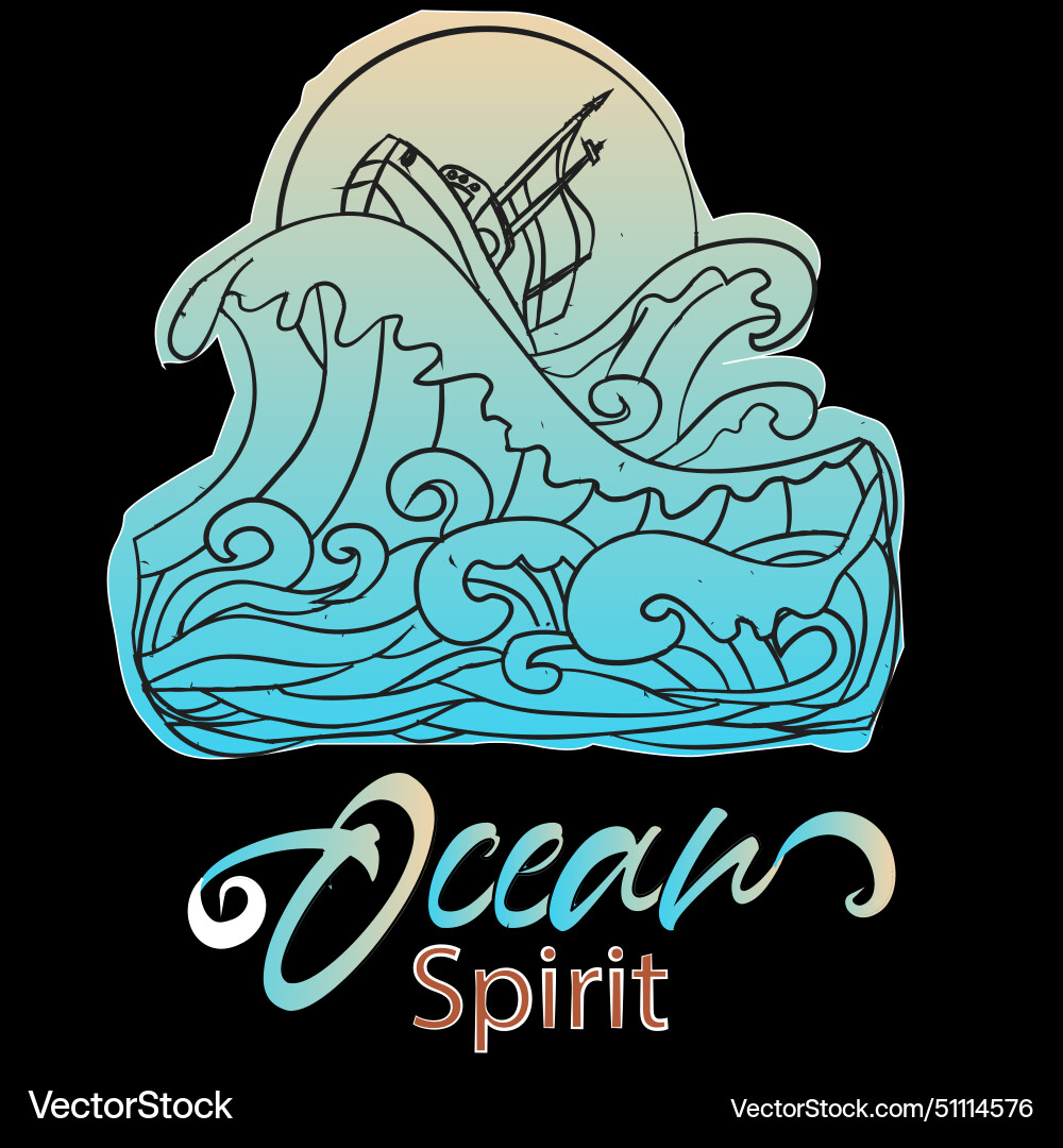Ocean spirit nautical journey theme Royalty Free Vector