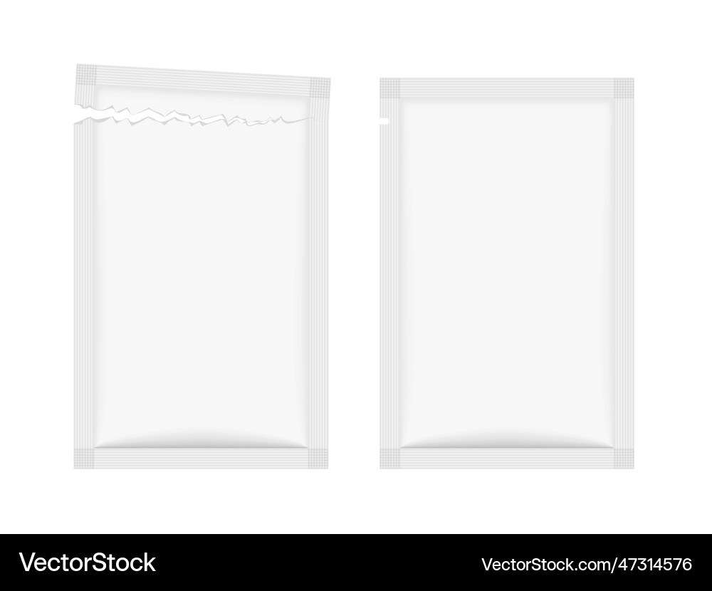 Open and close white clear sachet package Vector Image