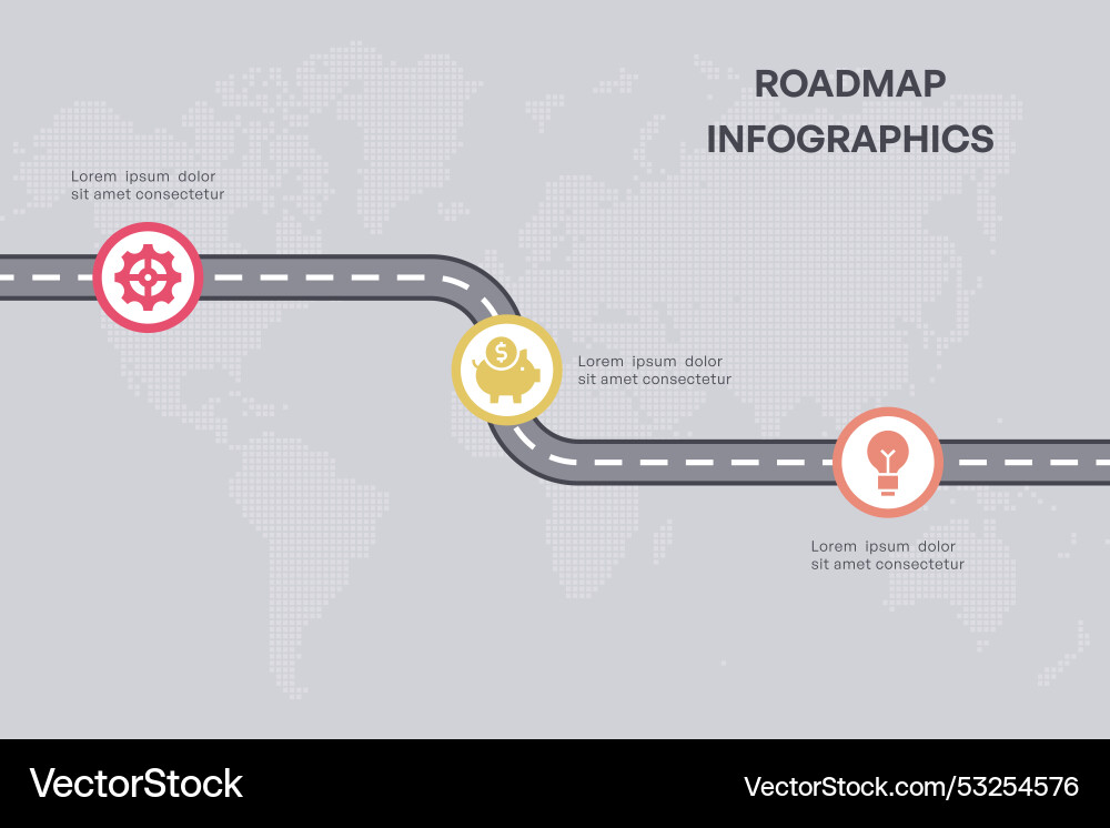 Professional roadmap with three stages Royalty Free Vector