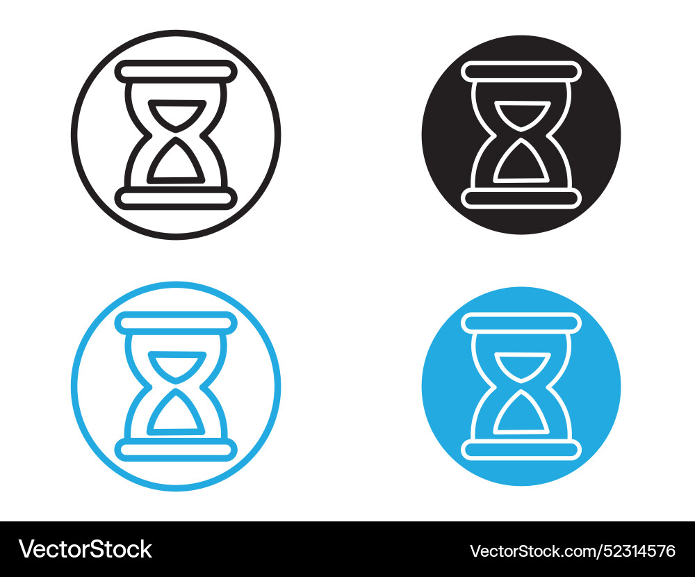 Sand clock icon black and white outline sign Vector Image