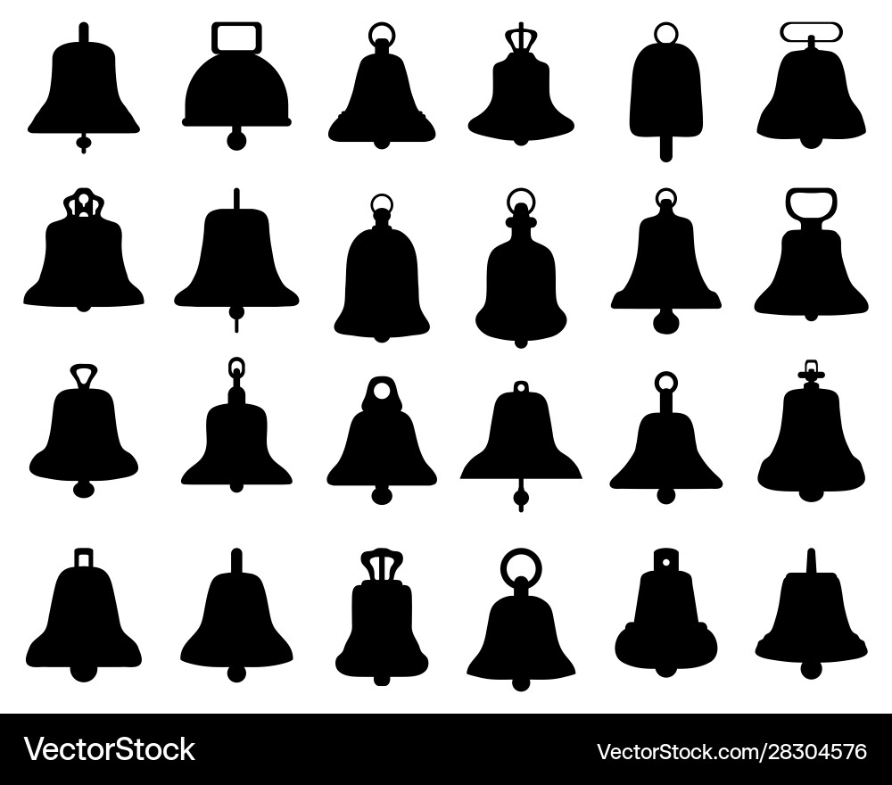 Silhouette different bells Royalty Free Vector Image