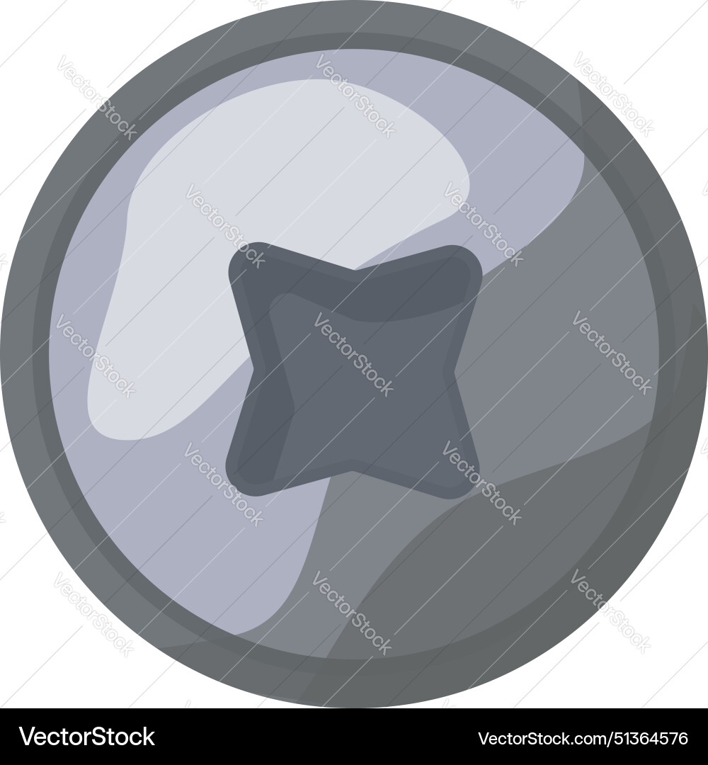 Silver button with star design Royalty Free Vector Image