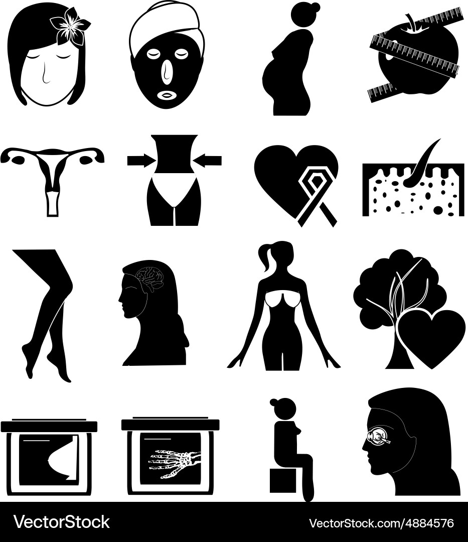 Women's Health Icons Set Royalty Free Vector Image